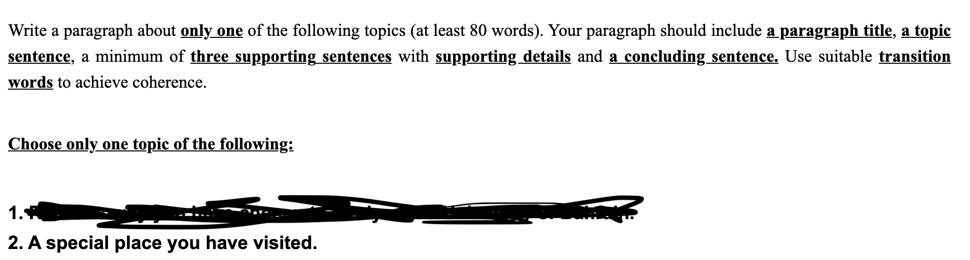 Solved Write a paragraph about only one of the following | Chegg.com