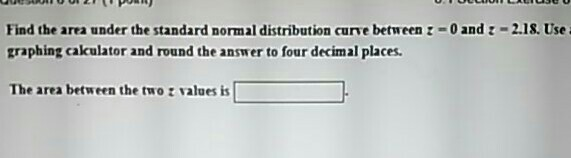 Solved Find the area under the standard normal distribution | Chegg.com