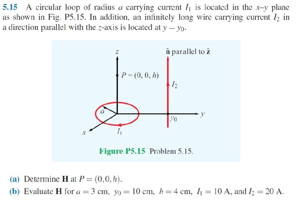 Solved 5.15 A circular loop of radius a carrying current I1 | Chegg.com