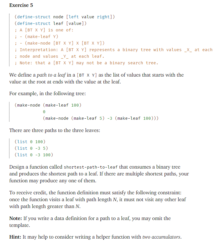 Exercise 5 Define Struct Node Left Value Right 