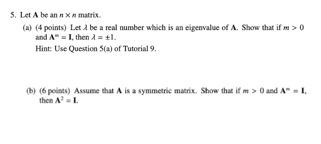 Solved Let A be an n×n matrix. (a) (4 points) Let λ be a | Chegg.com