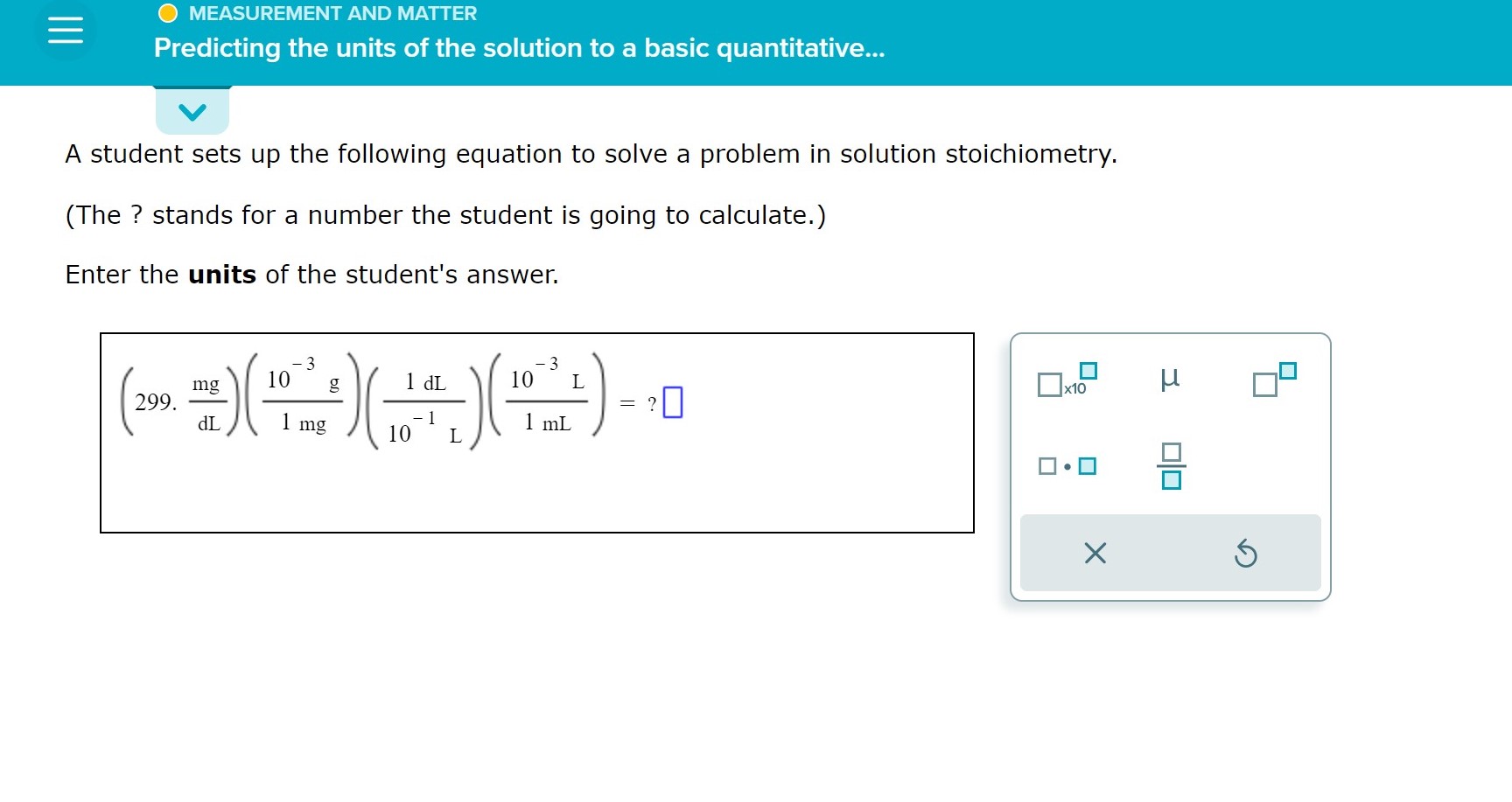 Solved A student sets up the following equation to solve a | Chegg.com