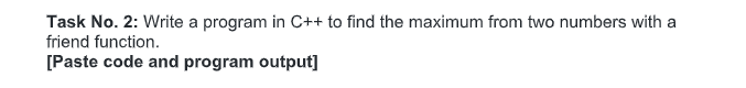 Solved Task No. 2: Write a program in C++ to find the | Chegg.com