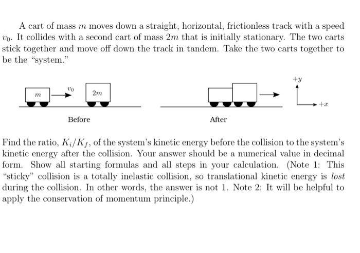 Solved A cart of mass m moves down a straight, horizontal, | Chegg.com