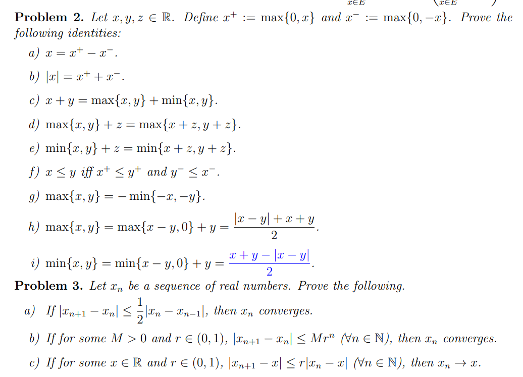 Solved Problem 2. Let x,y,z∈R. Define x+:=max{0,x} and | Chegg.com