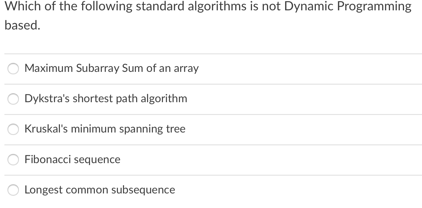 Solved Which of the following standard algorithms is not | Chegg.com