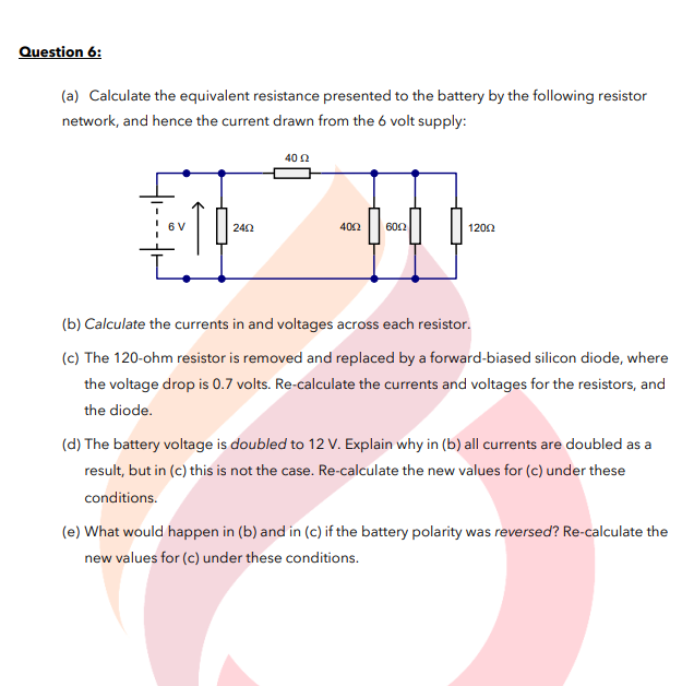 Solved uestion 6: (a) Calculate the equivalent resistance | Chegg.com