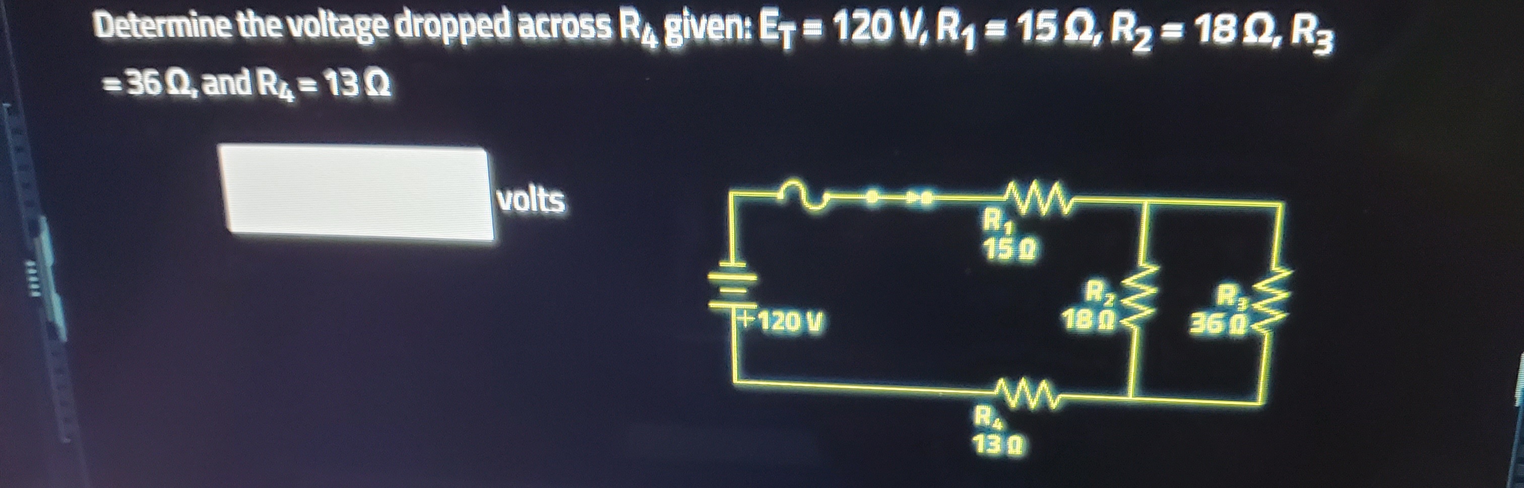 Solved Determine the voltage dropped across R4 given: Et= | Chegg.com