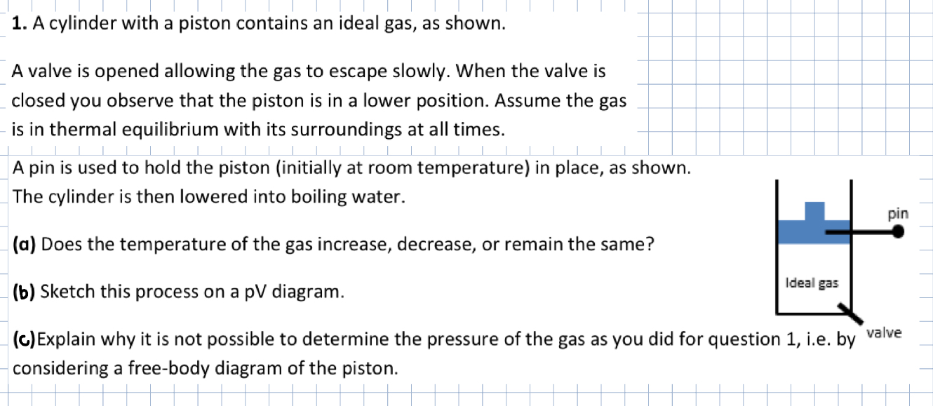Solved A cylinder with a piston contains an ideal gas, as | Chegg.com