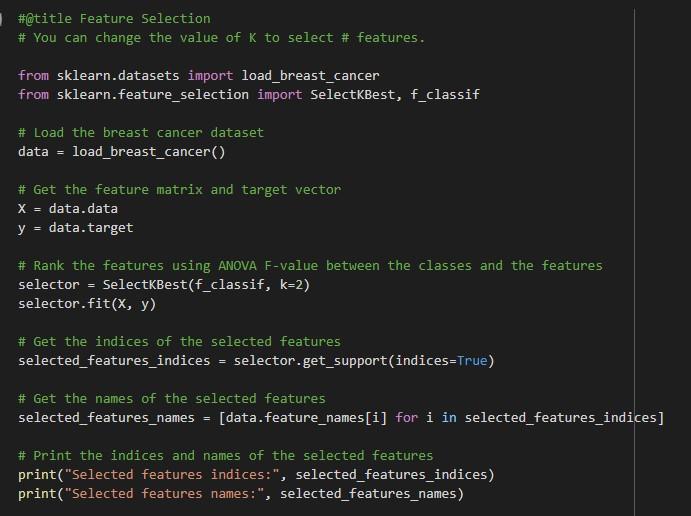 Solved [1] Load the 'breast_cancer' dataset [2] Select the | Chegg.com