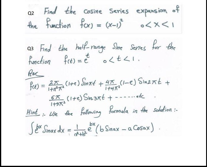 Solved Q2 Find the cosine Series expansion of the function | Chegg.com