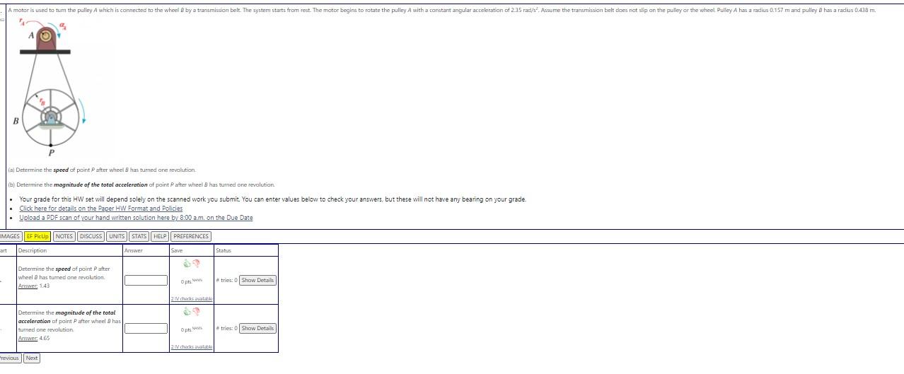 Solved A motor is used to turn the pulley A which is | Chegg.com