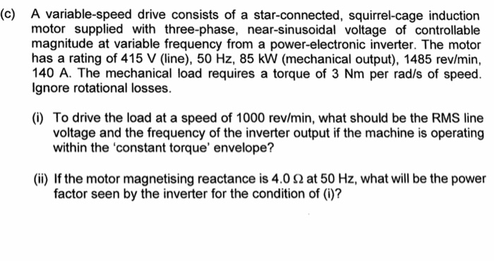 Solved (c) A variable-speed drive consists of a | Chegg.com