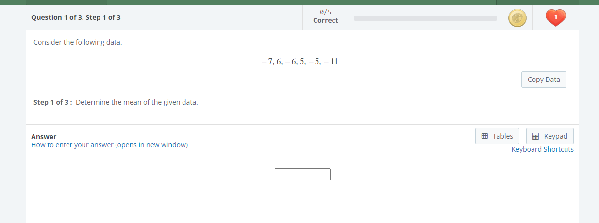 Solved Question 1 of 3, Step 1 of 3 0/5 Correct Consider the | Chegg.com