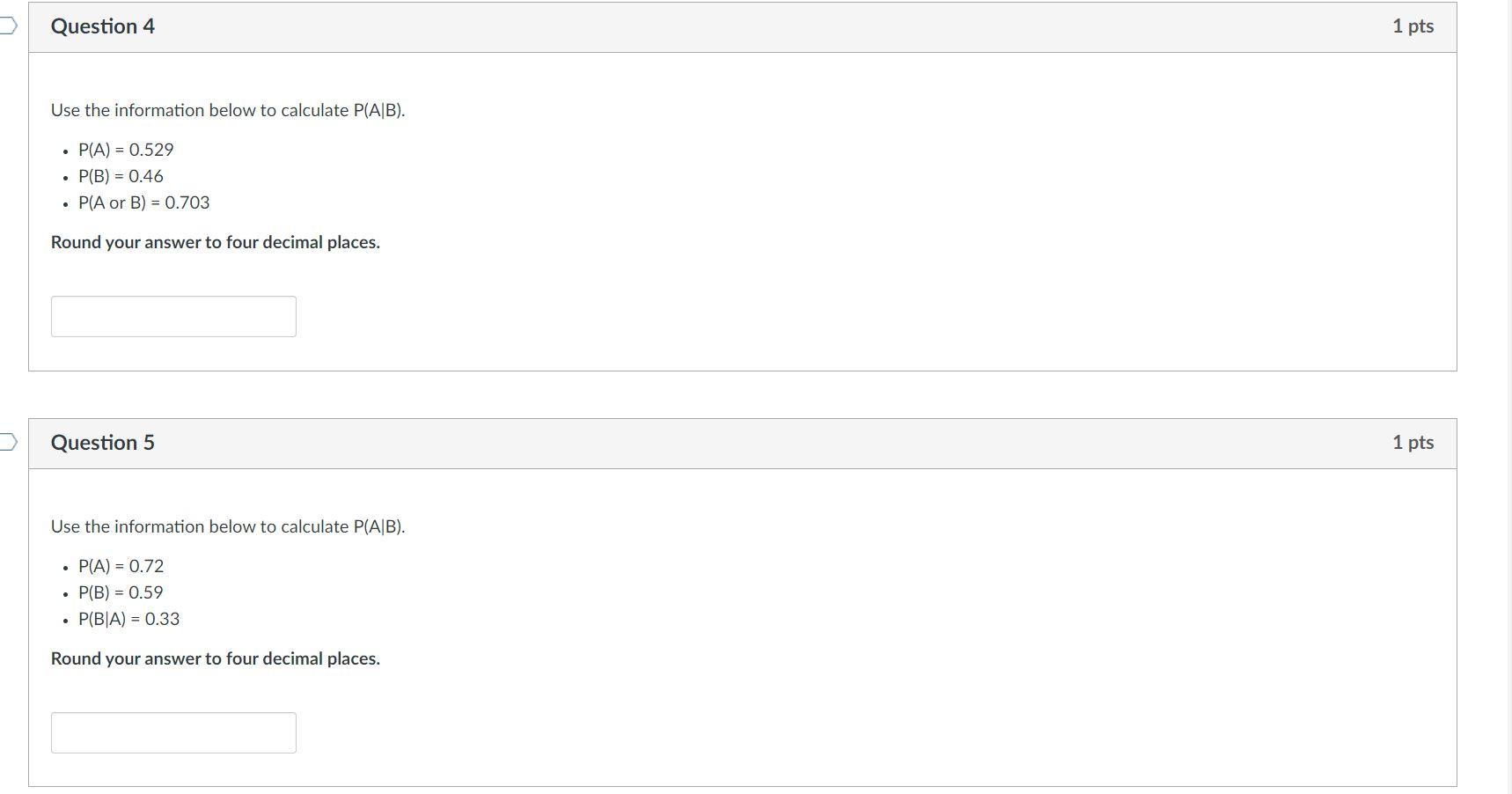 Solved Use the information below to calculate P(A∣B). - | Chegg.com