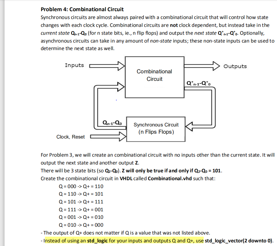 Solved Problem 4: Combinational Circuit Synchronous circuits | Chegg.com