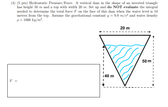 Solved (4) (5 pts) Hydrostatic Pressure Force. A vertical | Chegg.com