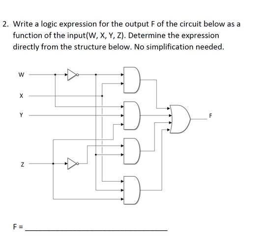 Solved 2. Write a logic expression for the output F of the | Chegg.com