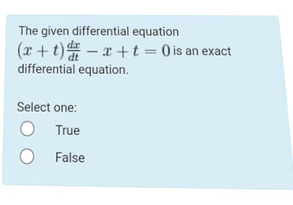 Solved The given differential equation dx dt differential | Chegg.com