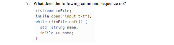 Solved 7. What does the following command sequence do? | Chegg.com