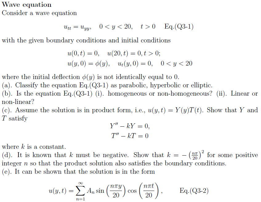 Solved Wave equation Consider a wave equation utt=uyy,00 | Chegg.com
