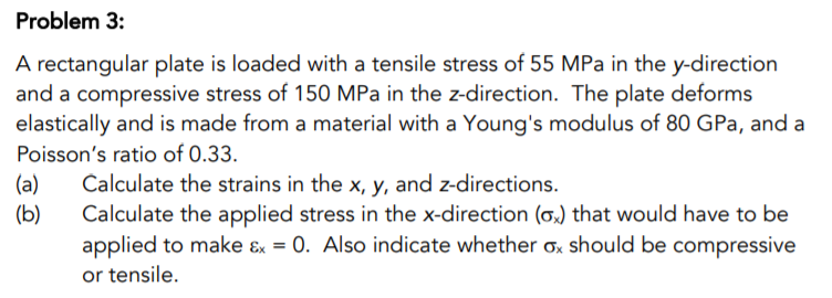 Solved Problem 3: A rectangular plate is loaded with a | Chegg.com