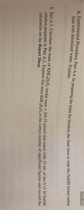 Solved b. Experimental Procedure, Part A.4. In preparing the | Chegg.com