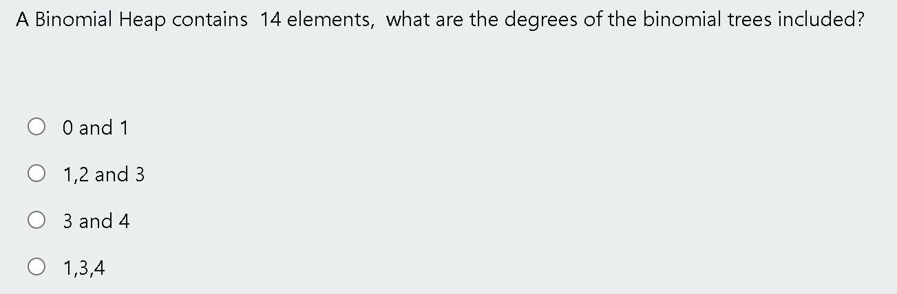 A Binomial Heap contains 14 elements, what are the | Chegg.com A Binomial Heap contains 14 elements, what are the | Chegg.com