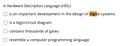 Solved A Hardware Description Language (HDL) is an important | Chegg.com