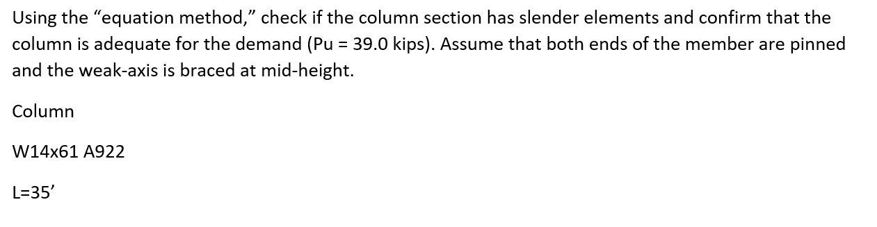 Solved Using the "equation method," check if the column | Chegg.com