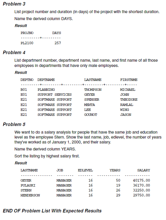 PART 2 : IBM DB2 (using subqueries) TO VIEW THE | Chegg.com