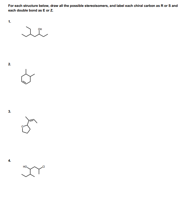 Solved For each structure below, draw all the possible | Chegg.com