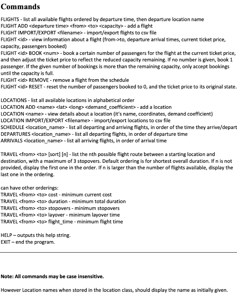 Solved Your task is to create a flight scheduler | Chegg.com