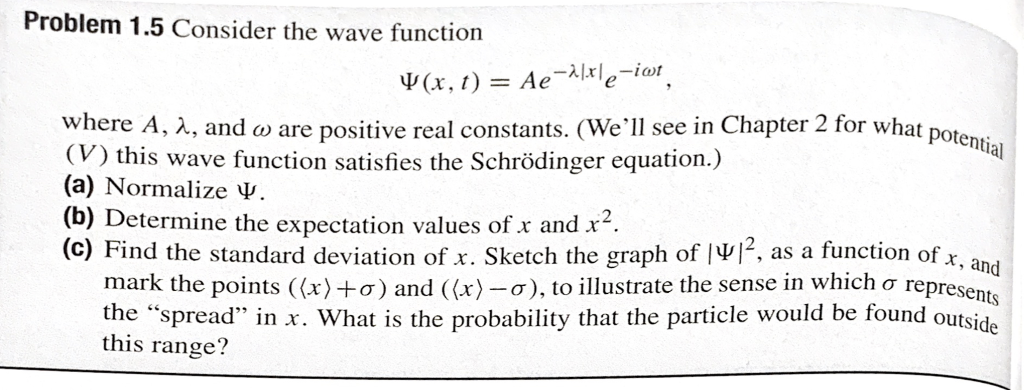Solved Problem 1.5 Consider the wave function where A, λ, | Chegg.com