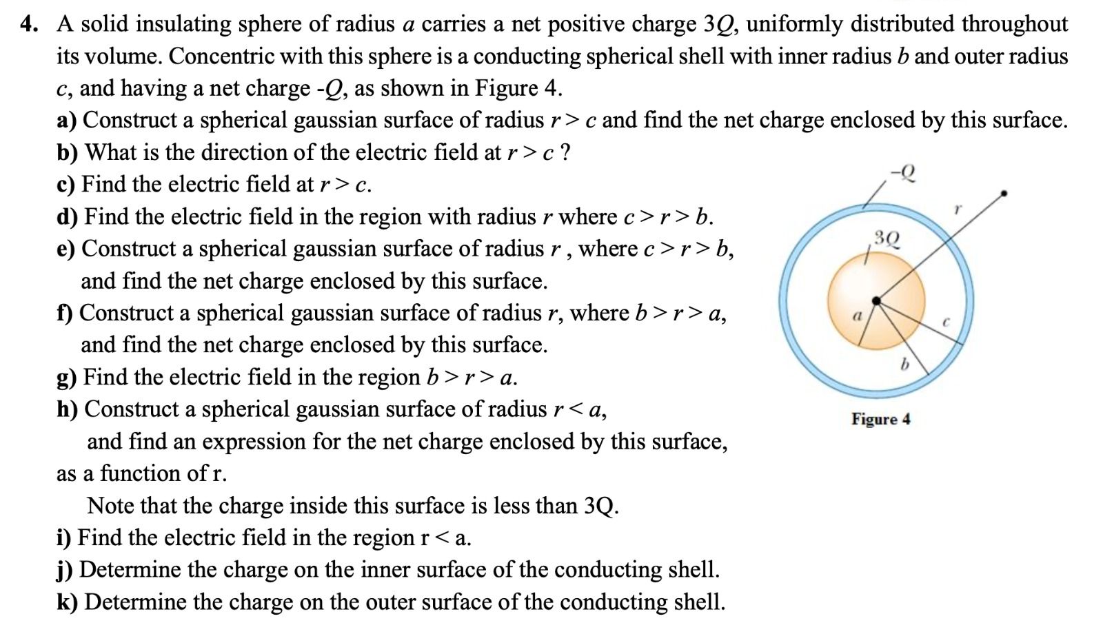Solved 3Q 4. A solid insulating sphere of radius a carries a | Chegg.com