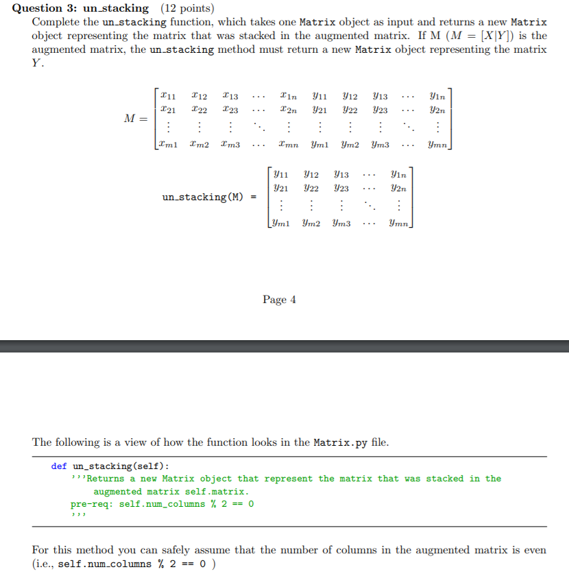 Solved Question 3: un stacking (12 points) Complete the un | Chegg.com