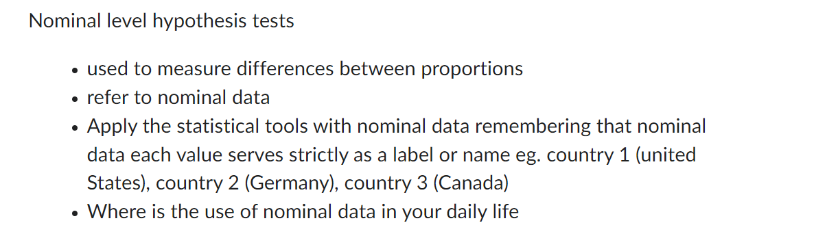 Nominal level hypothesis tests - used to measure | Chegg.com