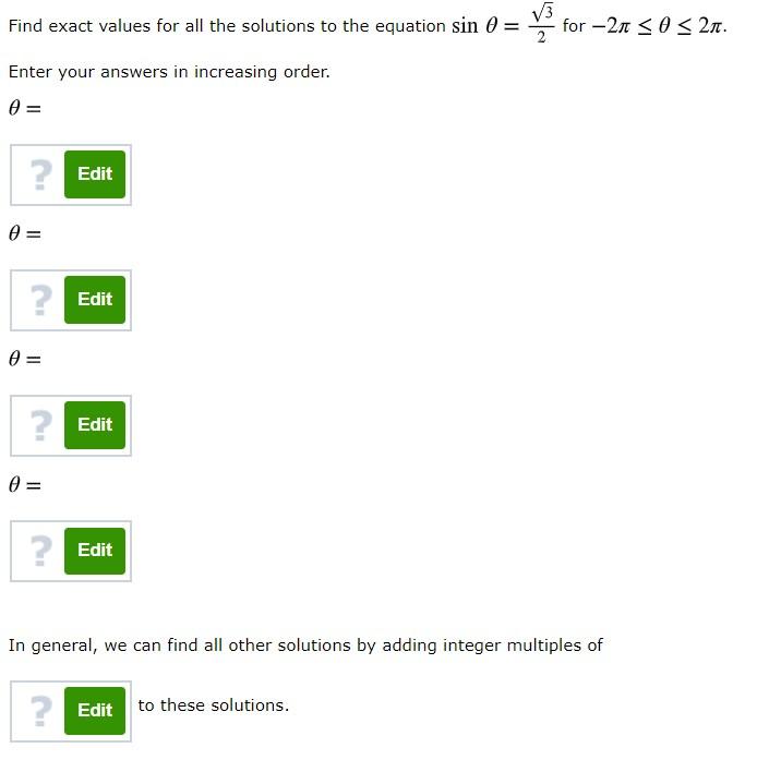 Solved Find exact values for all the solutions to the | Chegg.com