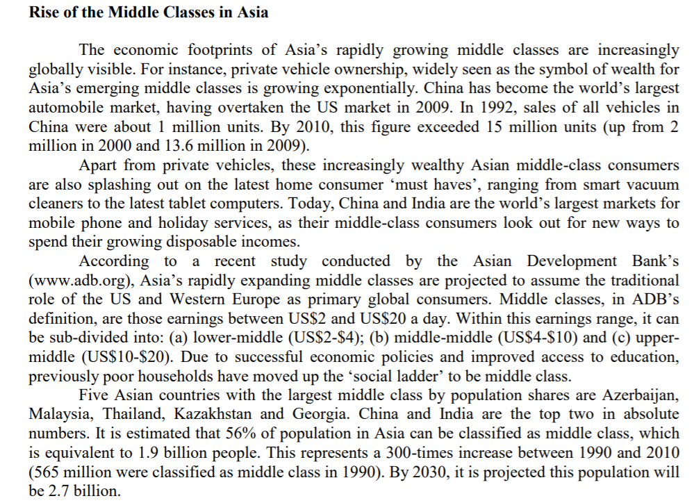 Solved Rise of the Middle Classes in Asia a The economic | Chegg.com