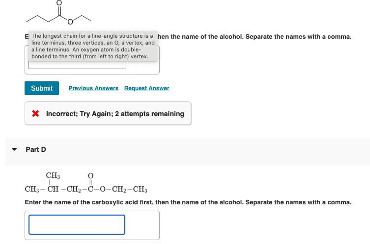 Solved E The longest chain for a line-angle structure is a | Chegg.com