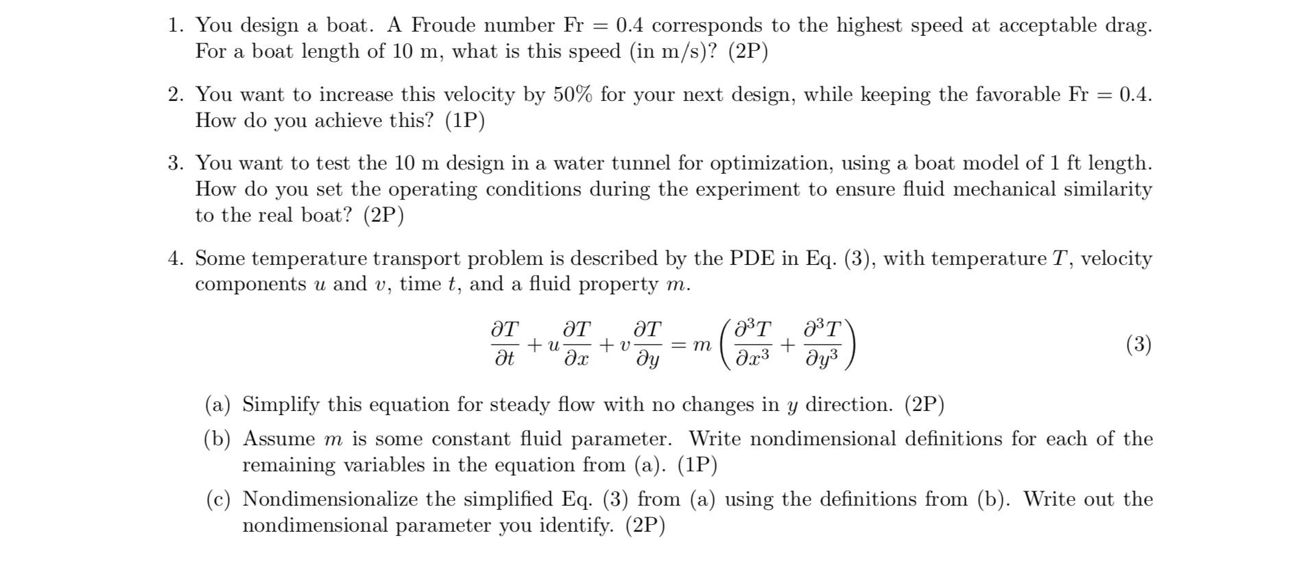 Solved 1. You design a boat. A Froude number Fr 0.4 | Chegg.com