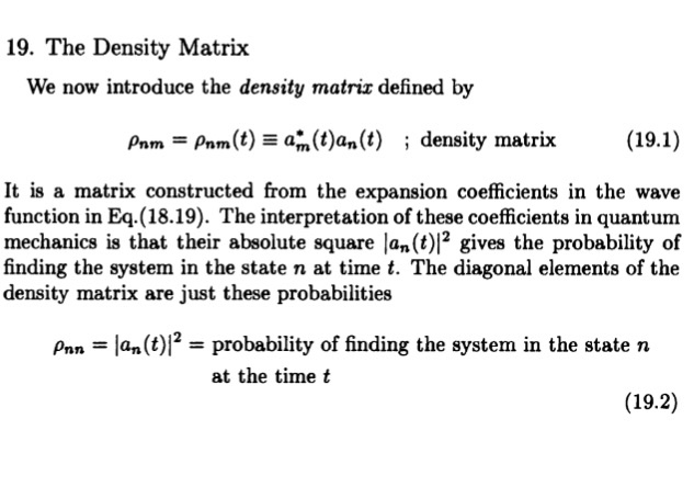 Density Matrix Quantum Mechanics Quantum Mechanics What Is The A