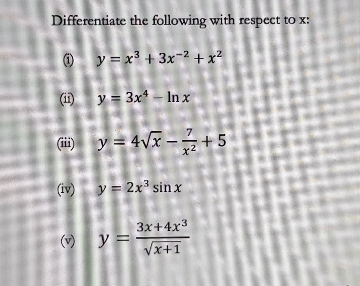 Solved Differentiate the following with respect to x: { y = | Chegg.com