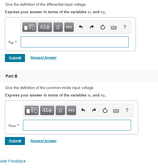 Solved Give the definition of the differential input voltage | Chegg.com
