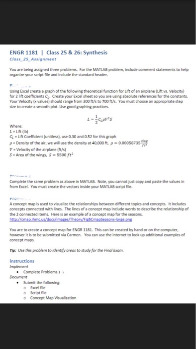 Solved ENGR 1181 Class 25 & 26: Synthesis Class 25Assignment | Chegg.com