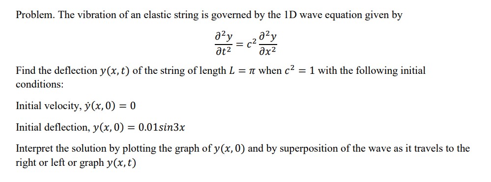 Solved Problem. The vibration of an elastic string is | Chegg.com