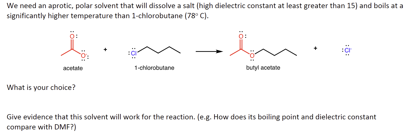 Solved Choose a more sustainable solvent than DMF for our | Chegg.com