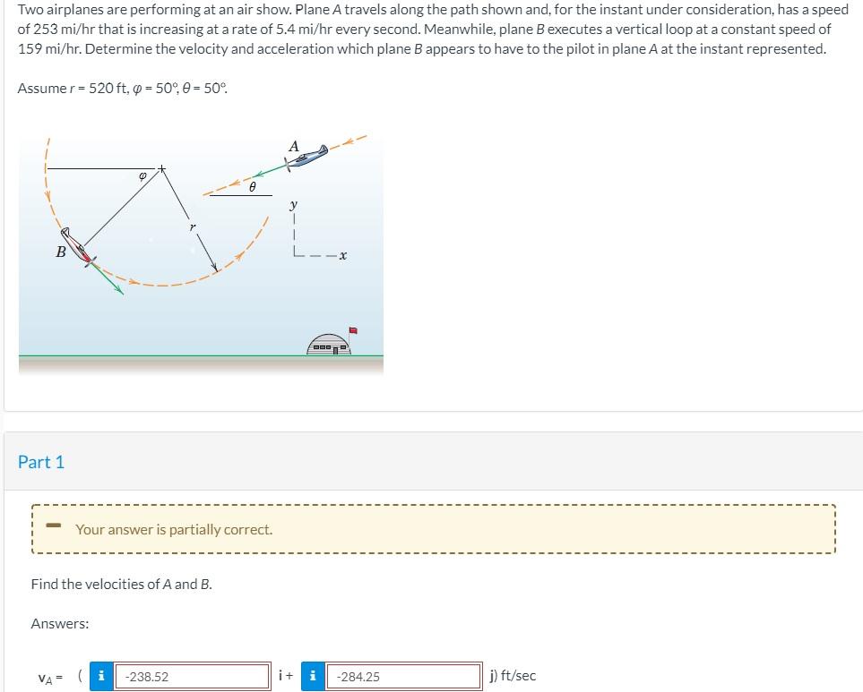Solved Two airplanes are performing at an air show. Plane A | Chegg.com