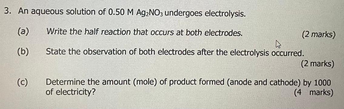 Solved 3. An aqueous solution of 0.50 M Ag2NO3 undergoes | Chegg.com