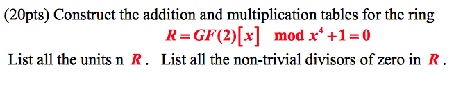 Solved (20pts) Construct the addition and multiplication | Chegg.com